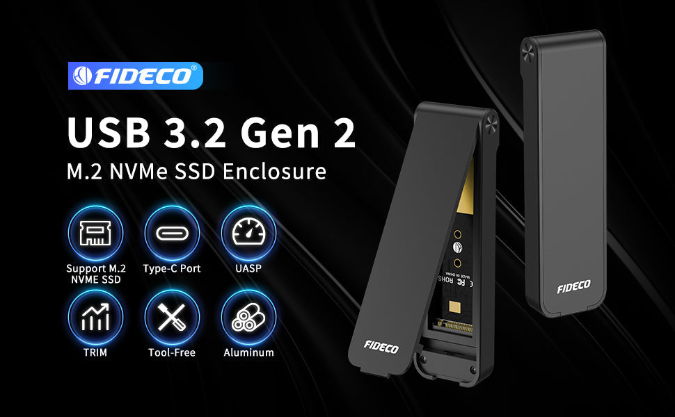 FIDECO NEW USB 3.1 Flip-Top Sandwich M.2 SSD Enclosure
